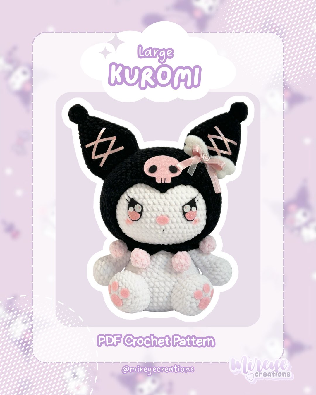 Large Kuromi PDF Crochet Pattern – Mireye Creations
